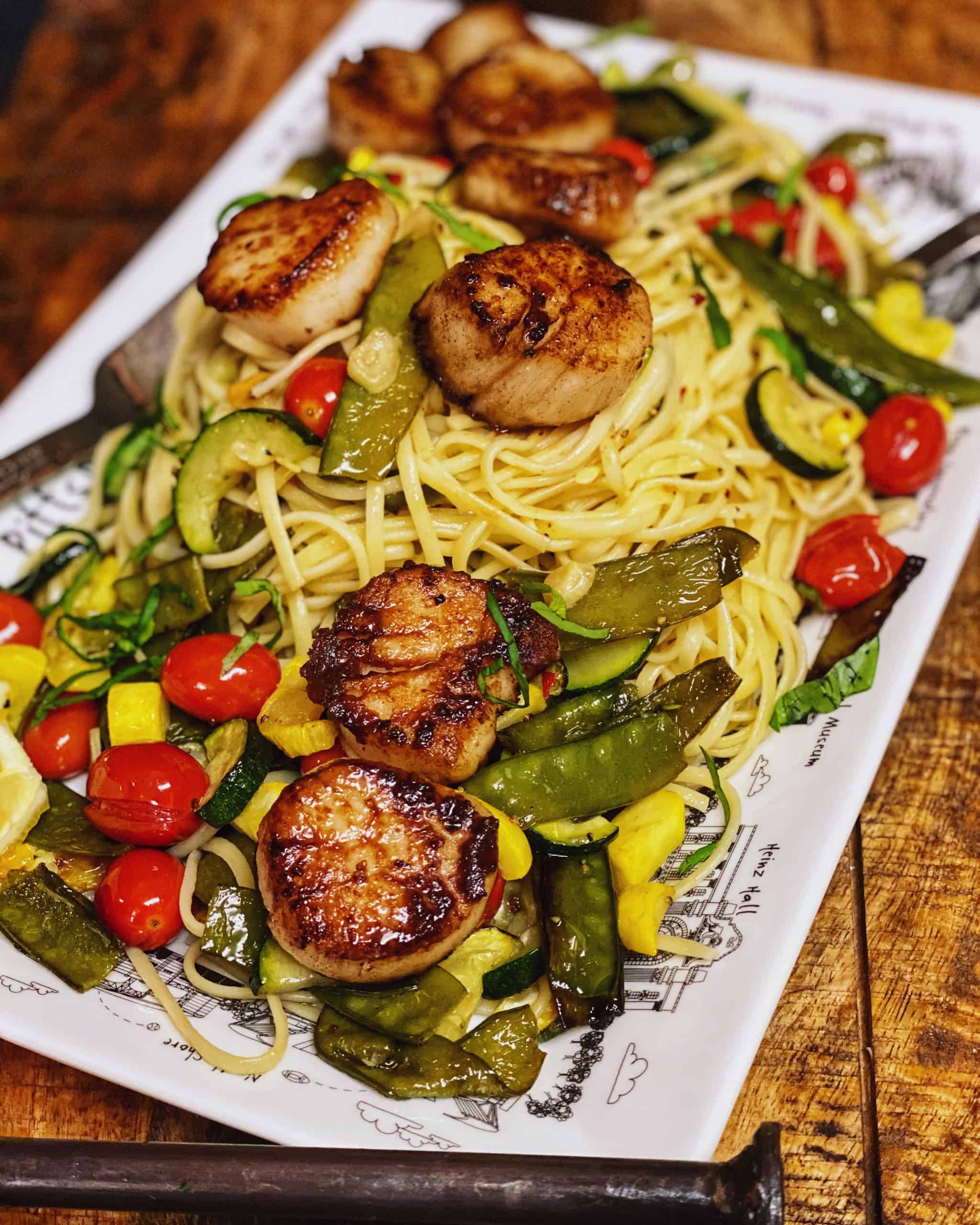 SEARED SCALLOPS WITH SUMMER VEGETABLES | PASTA