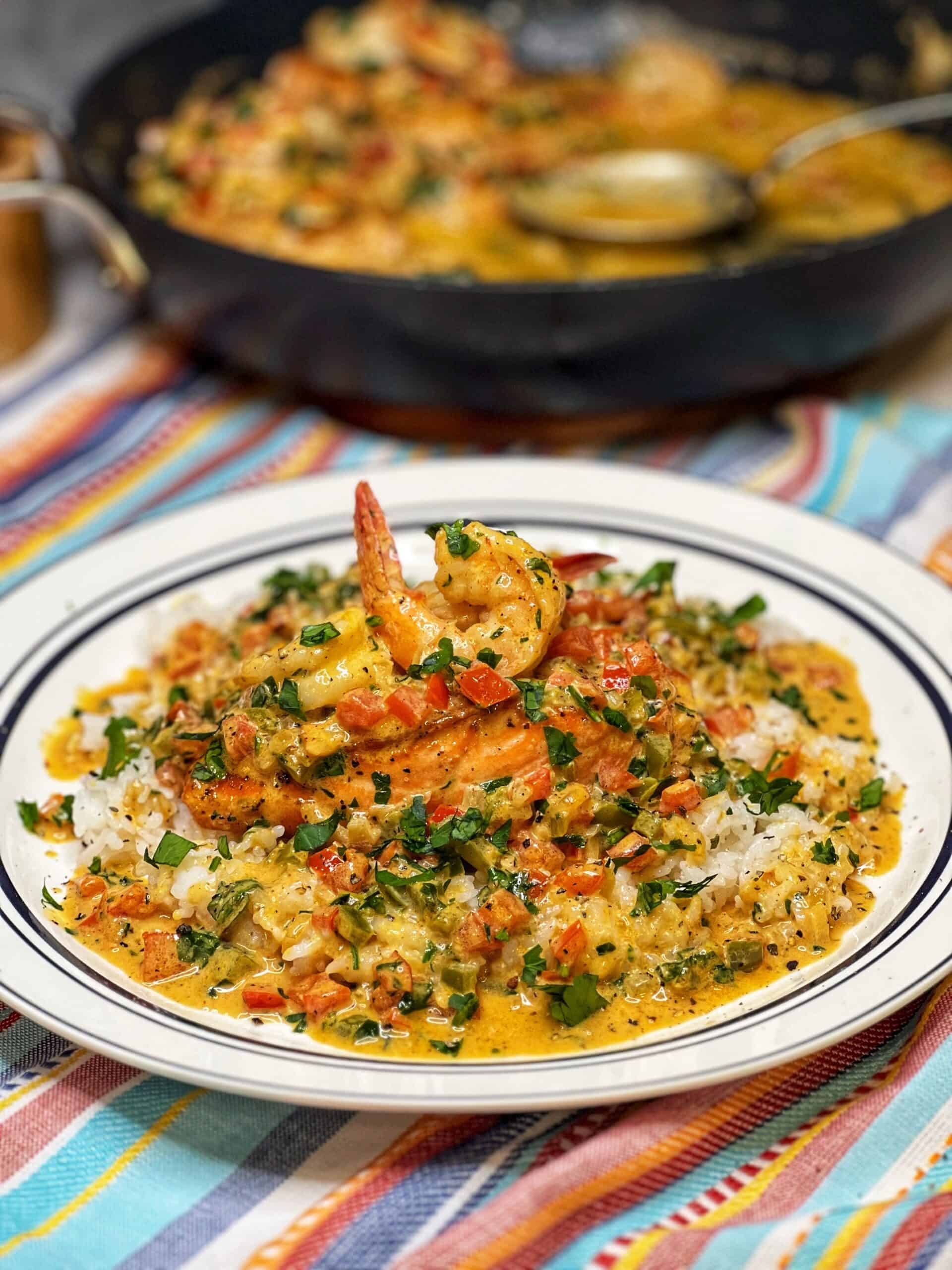 Creamy Creole Salmon with Shrimp | Charlotte Fashion Plate